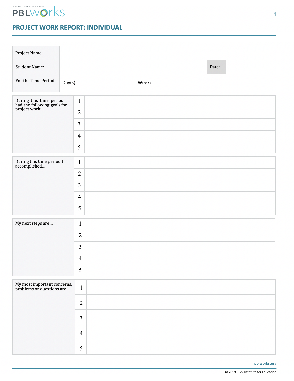 Project Work Report: Individual | MyPBLWorks